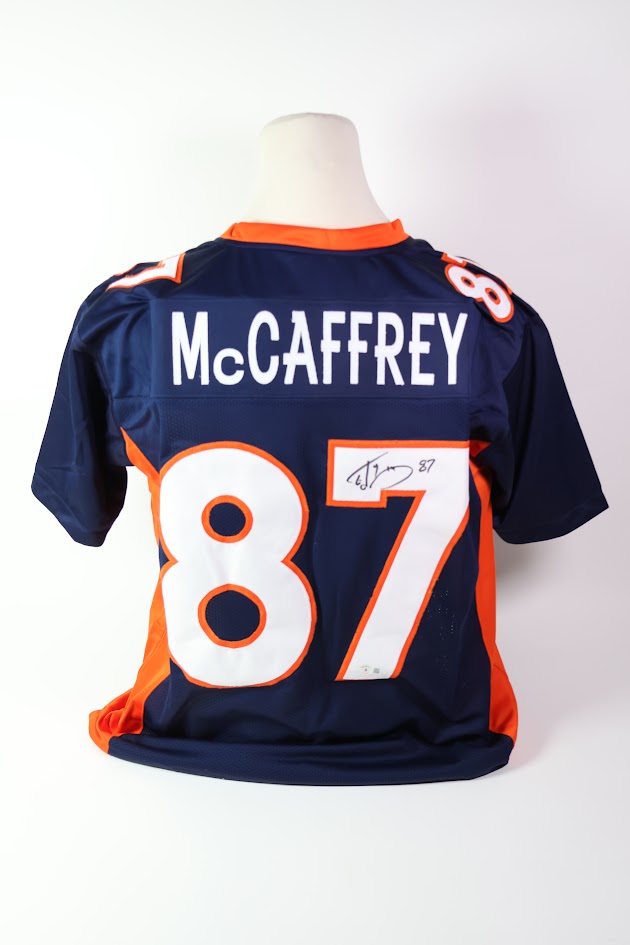 Ed McCaffrey Autographed Denver Broncos Navy Jersey Beckett COA ...