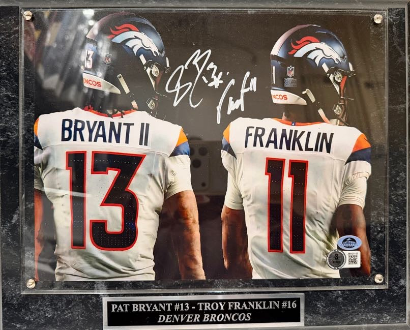 Pat Bryant II & Troy Franklin Broncos Autographed 8x10 Photo w/ Plaque ...
