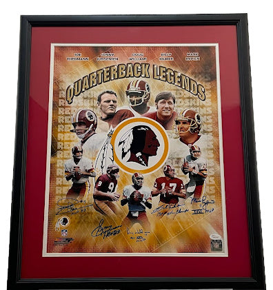 QB Legends Washington Redskins w/ (5) Autographs/Inscriptions 16"x20 ...